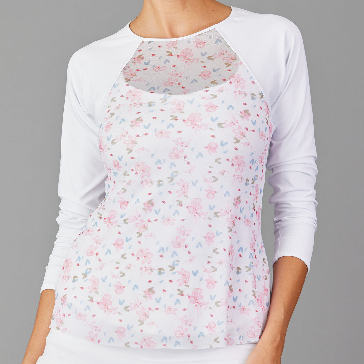 Leisurely Sheer-body Top (print) | Denise Cronwall Activewear