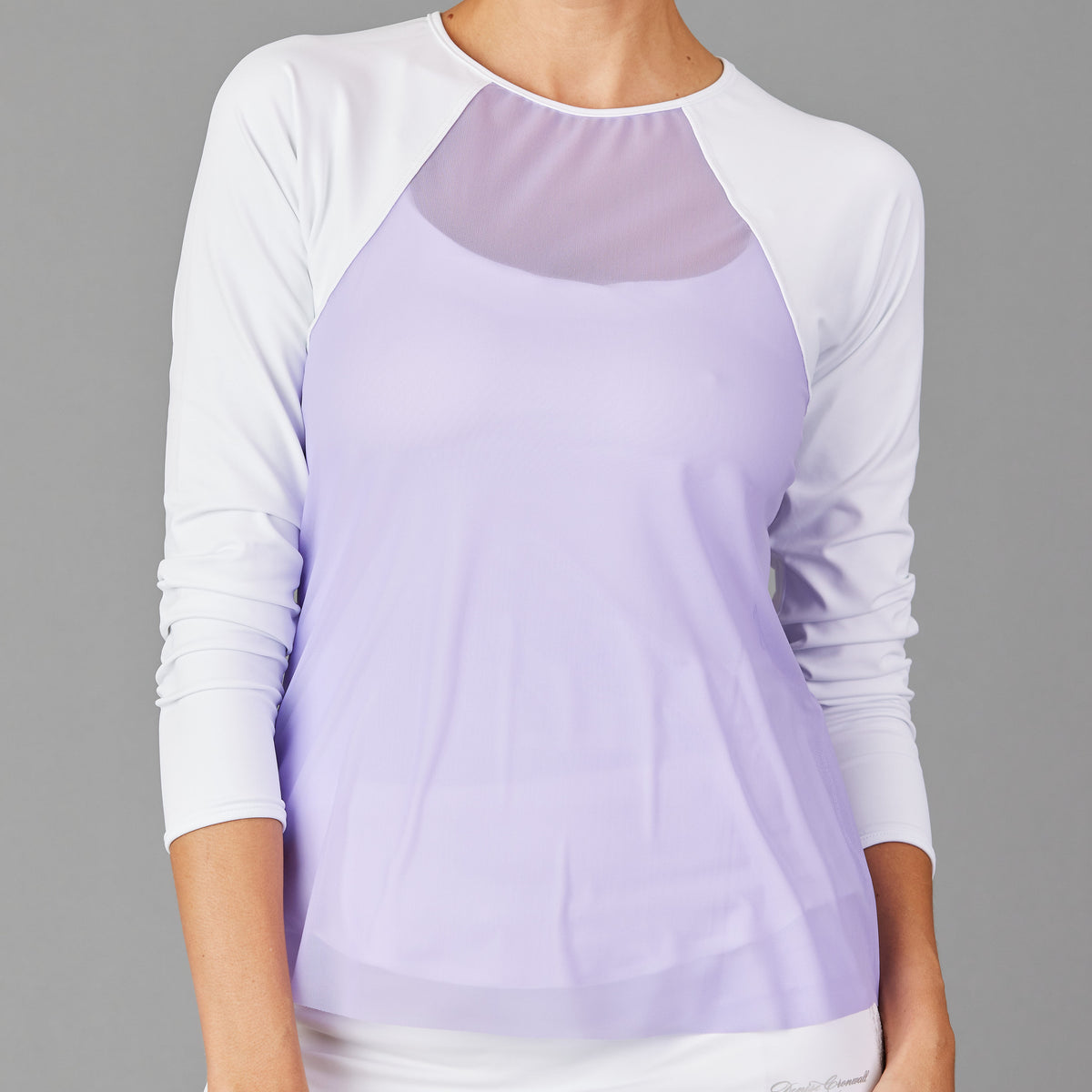Willow Sheer-body Top (lavender) | Denise Cronwall Activewear