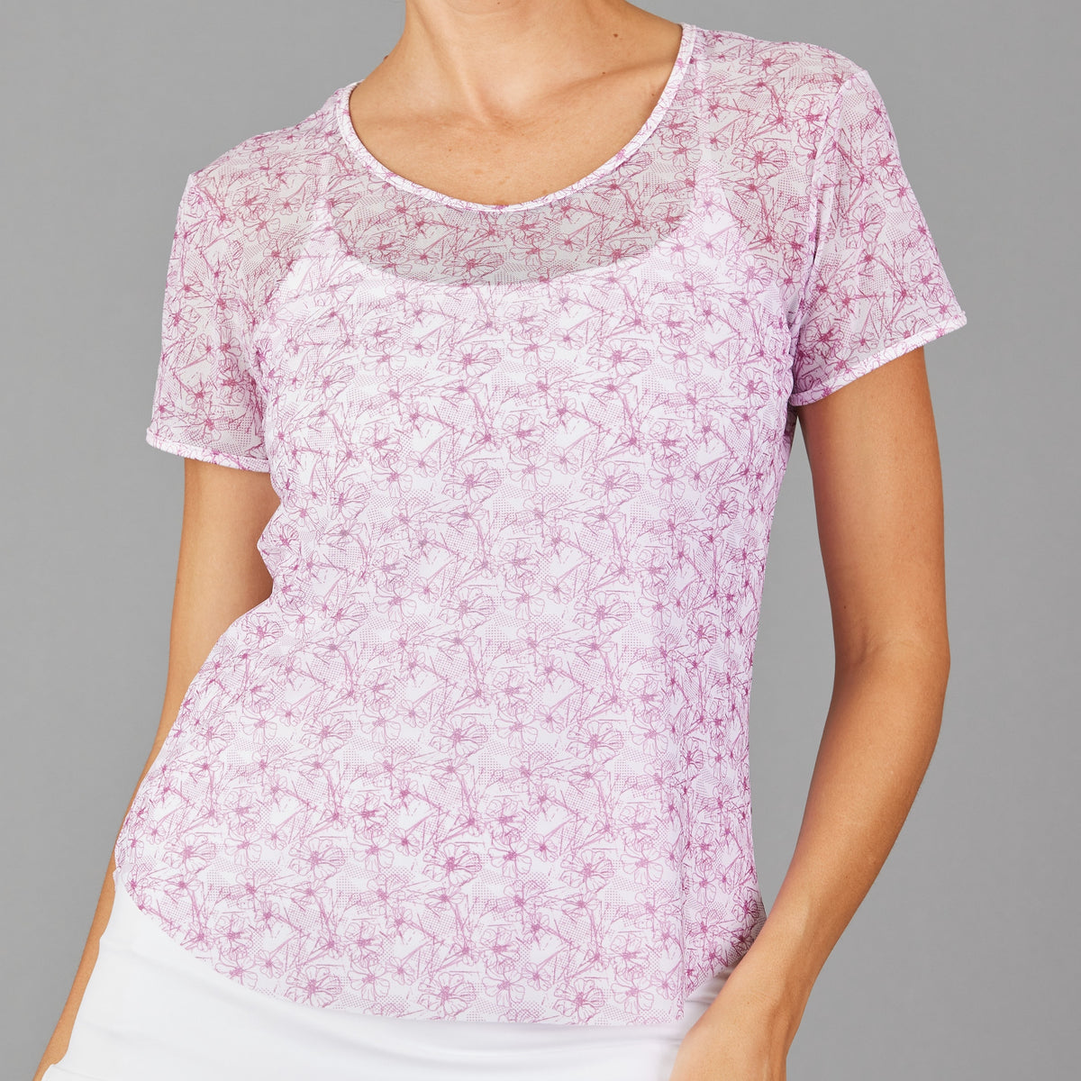 Dash Mesh Layering Tee (print) | Denise Cronwall Activewear