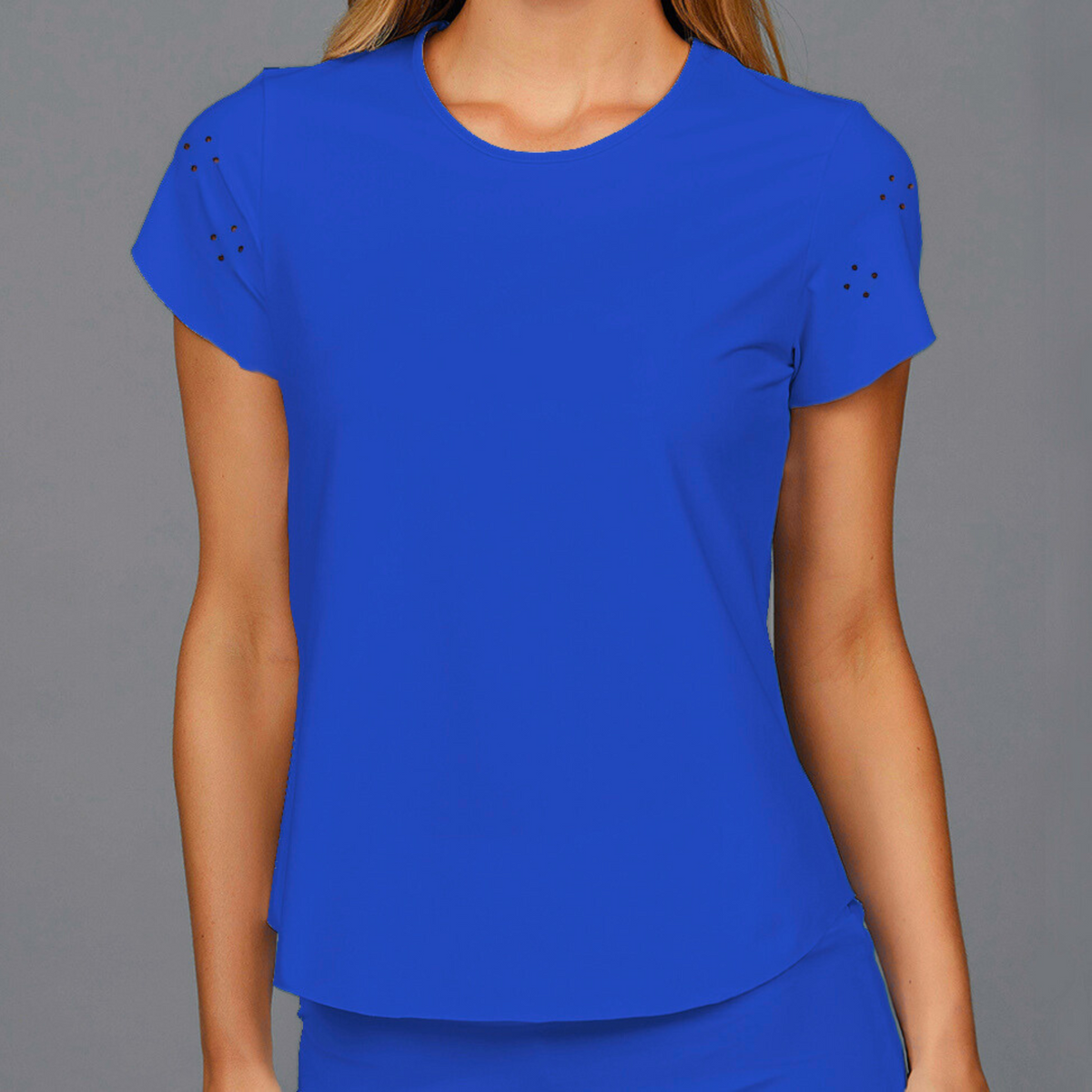 Eyelet Tee (blue) | Denise Cronwall Activewear