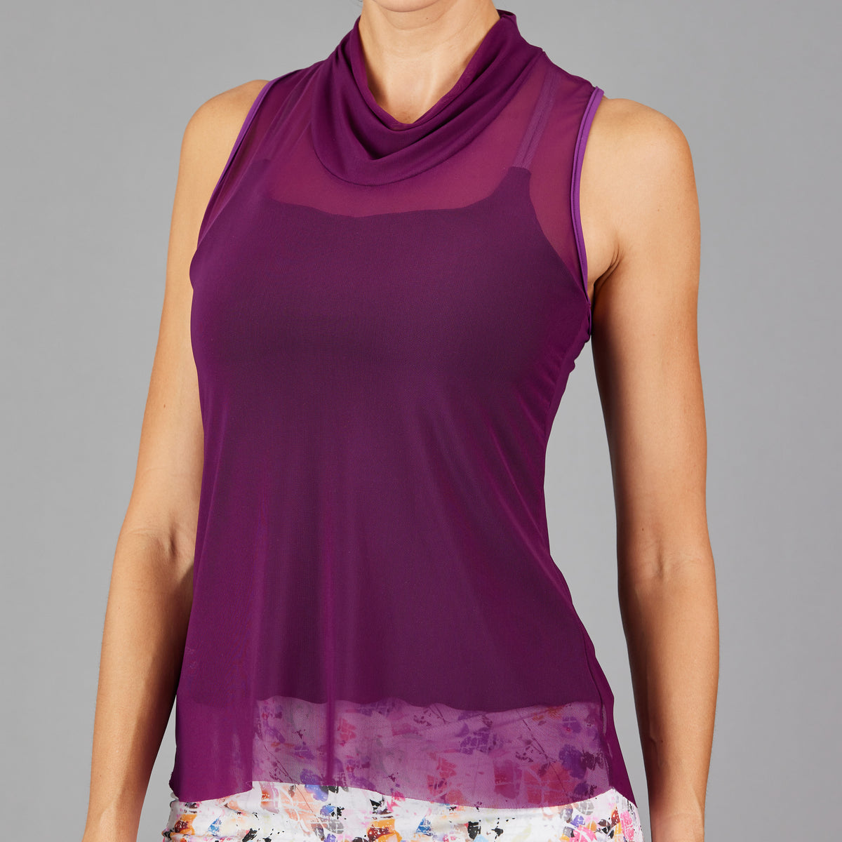 Amethyst Sheer Layer Top (purple) | Denise Cronwall Activewear