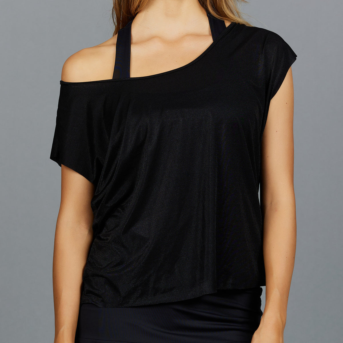 Parker Sheer Tee (shimmer black) | Denise Cronwall Activewear